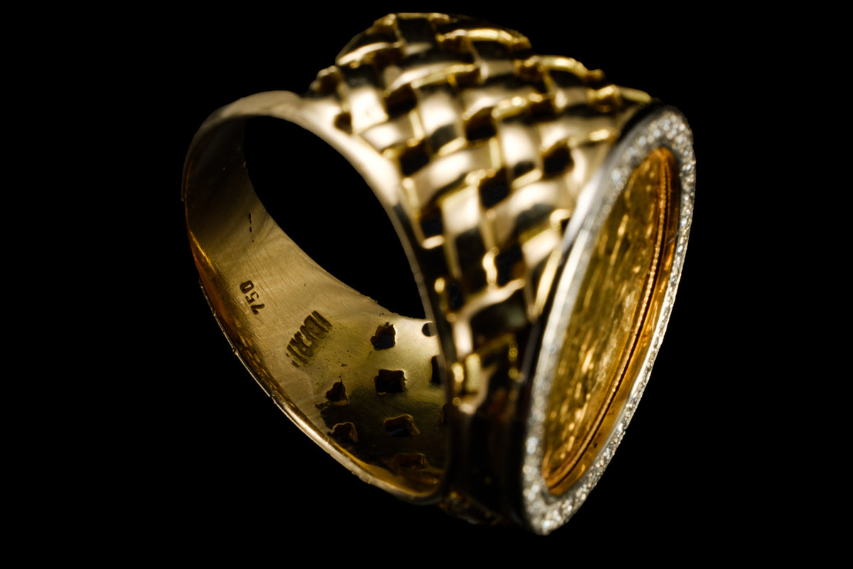 18ct Gold and Diamond Half Sovereign Ring. SOLD – Sue Todd Antiques